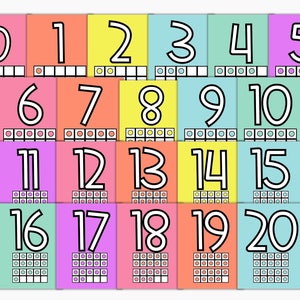 Printable Brights Classroom Decor, Brights Number Line, Number ...