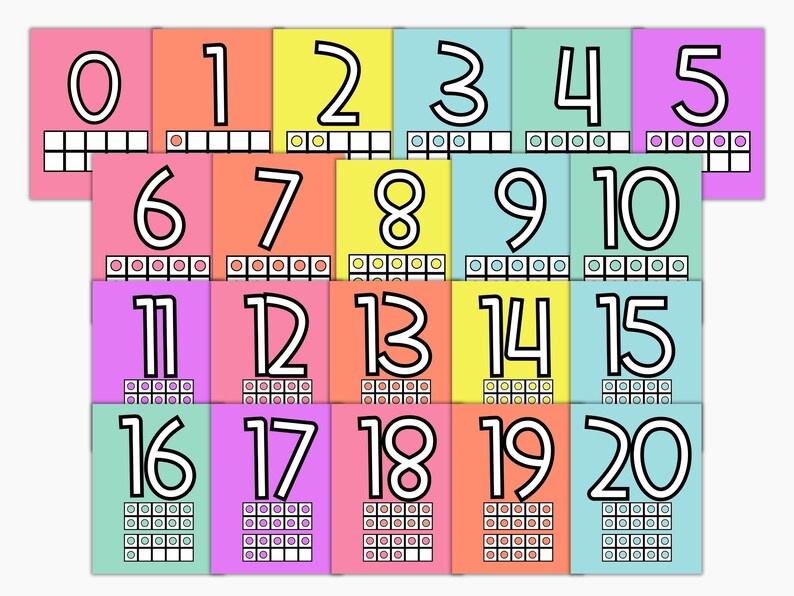 Printable Brights Classroom Decor, Brights Number Line, Number ...