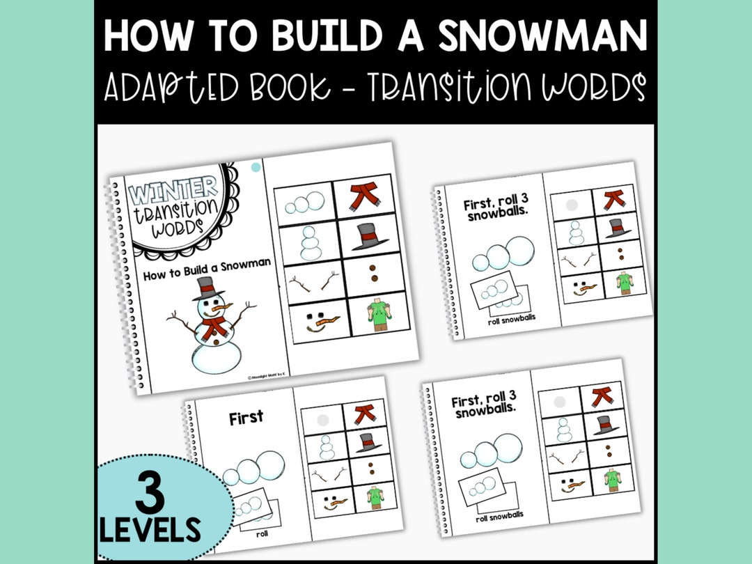 Winter Transition Words Adapted Books, How to Build a Snowman ...