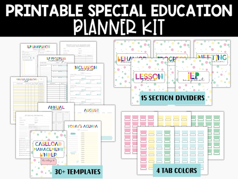 Printable Special Education Planner Binder, Caseload Templates, Section ...