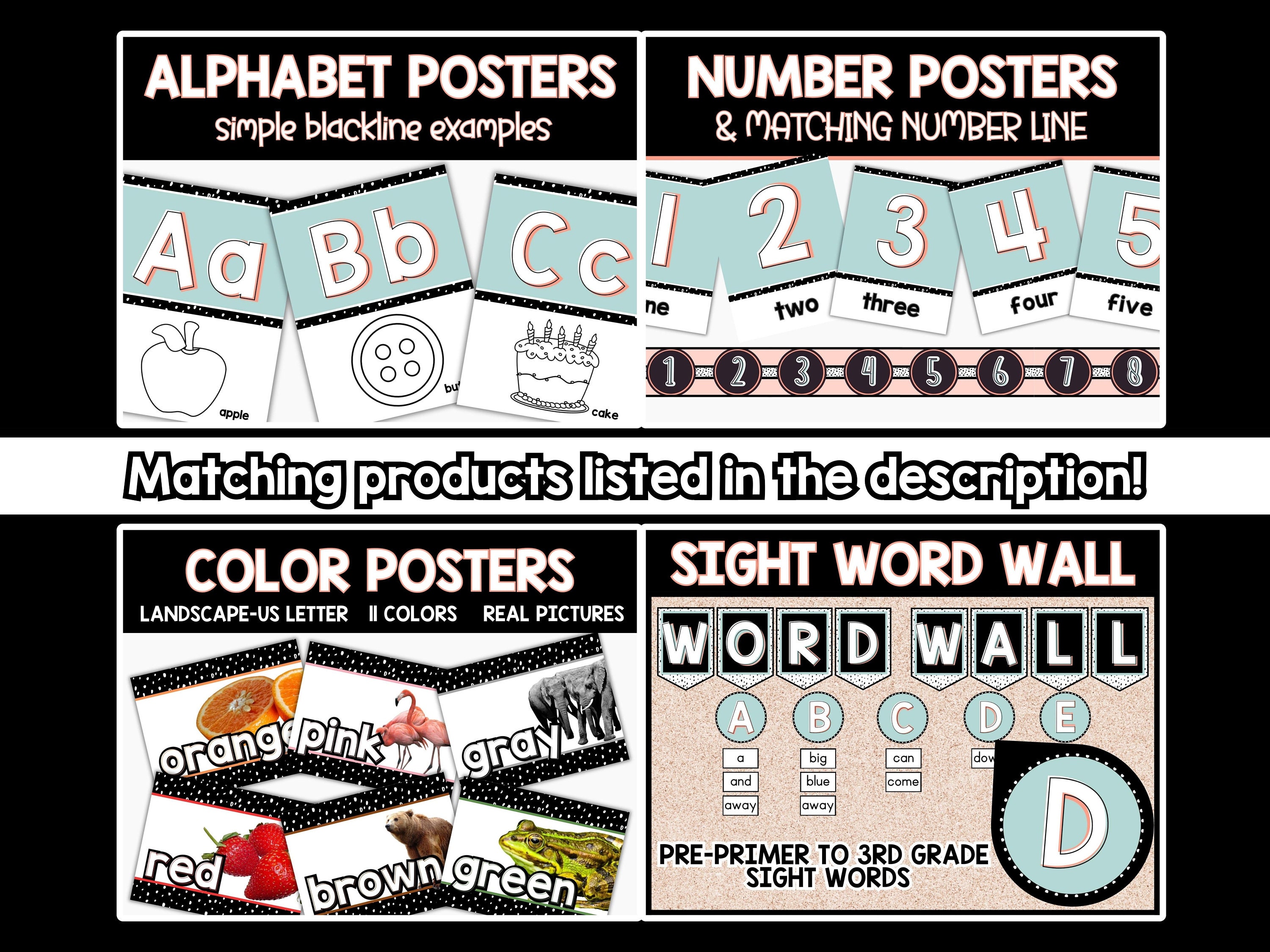 Printable Classroom Decor, Retro Number Posters, Number Line, Teacher ...