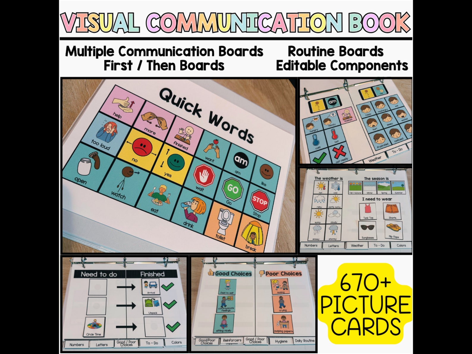 Visual Communication Book for Non-verbal, Communication Binder, Visual ...