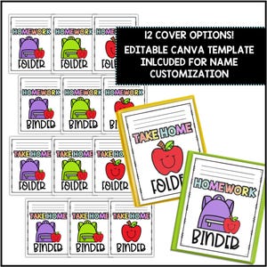 Editable Take Home Folder Canva Templates, Student Homework Folder ...