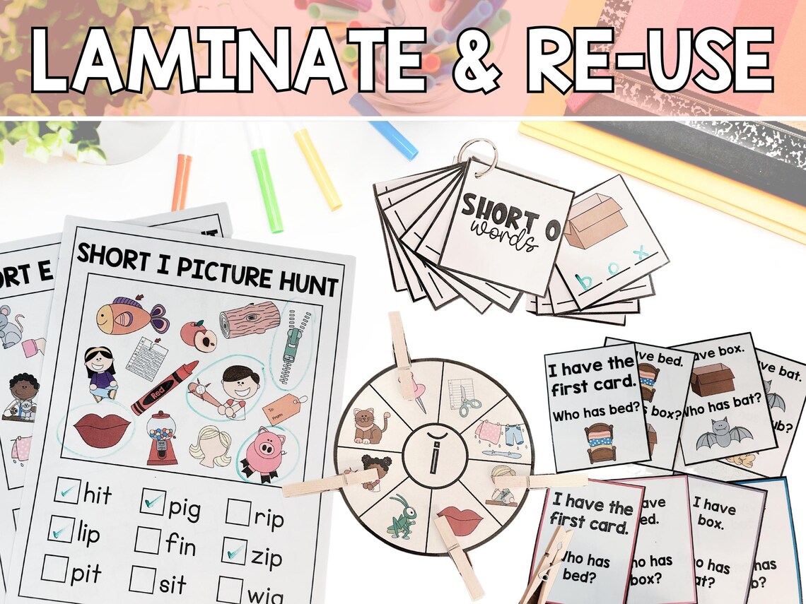 CVC Word Activities Short Vowel Centers Phonics Games for - Etsy