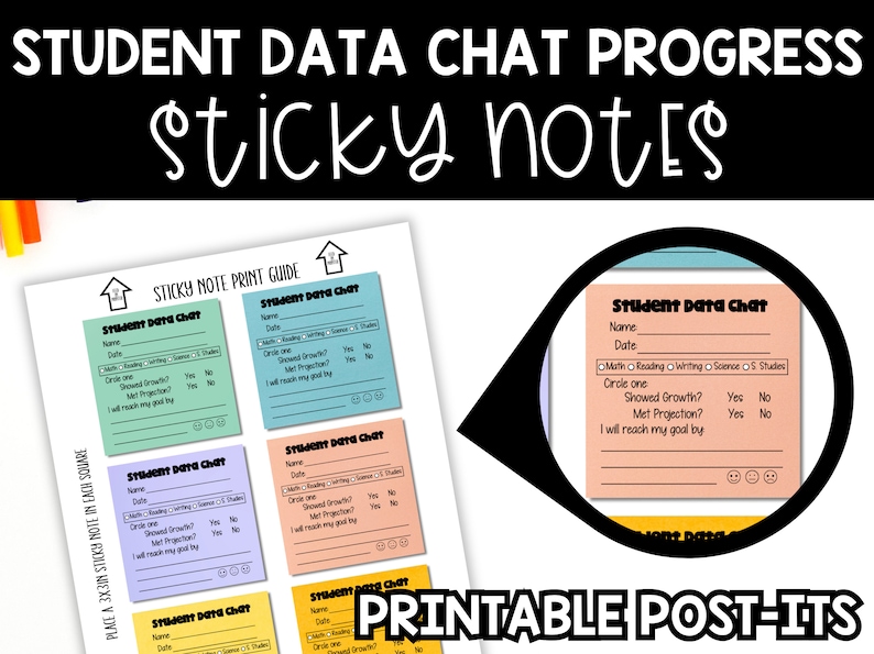 Student Data Chat Sticky Note Template, Upper Elementary Goal ...