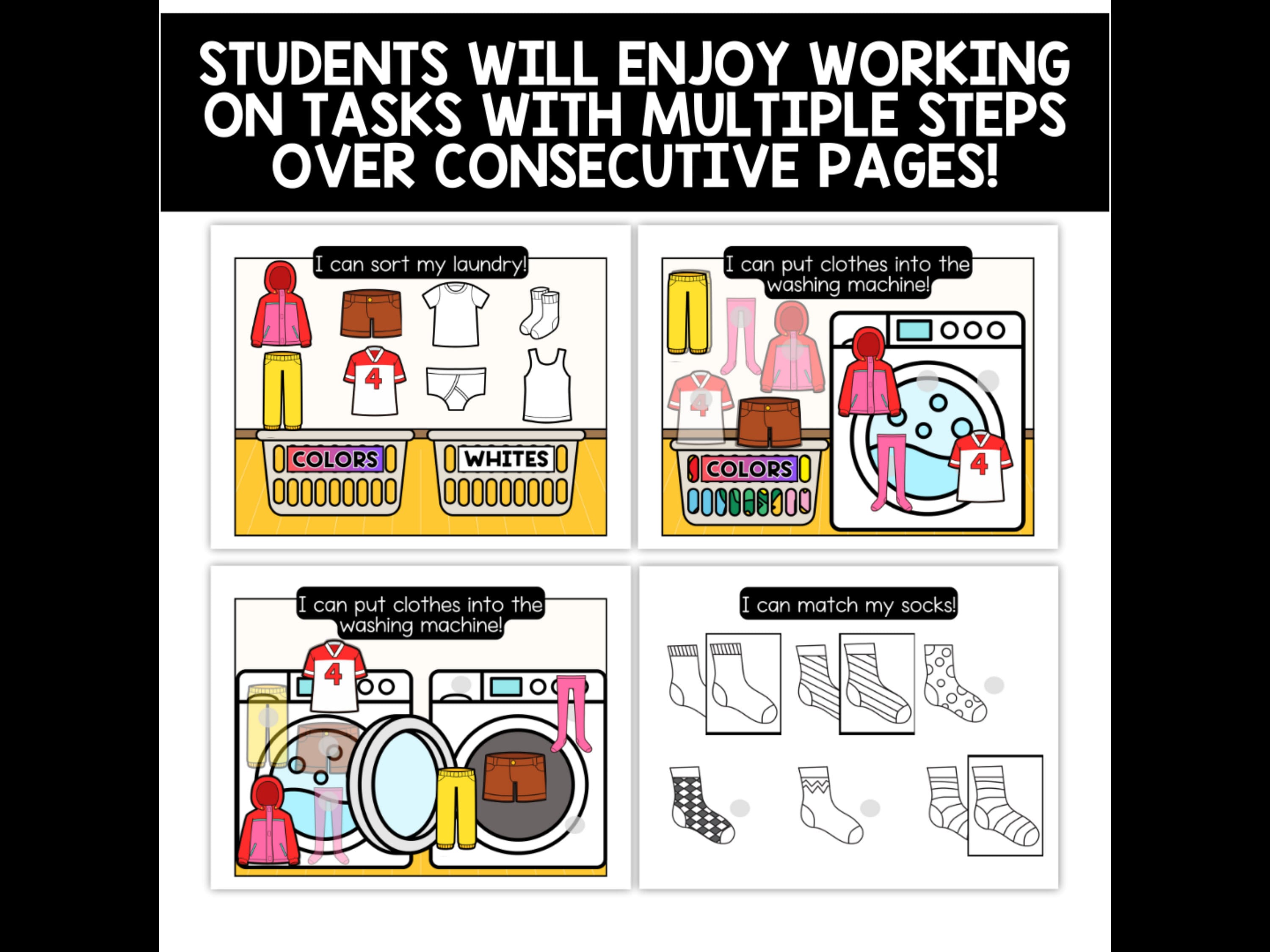 Printable Life Skills Adapted Binder, Daily Living Skills Practice ...