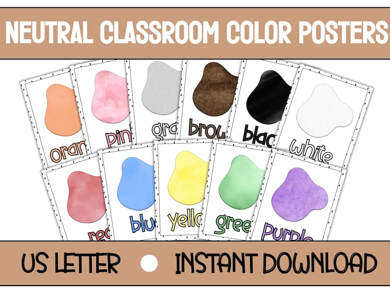 Printable Neutral Color Classroom Decor, Color Classroom Posters ...