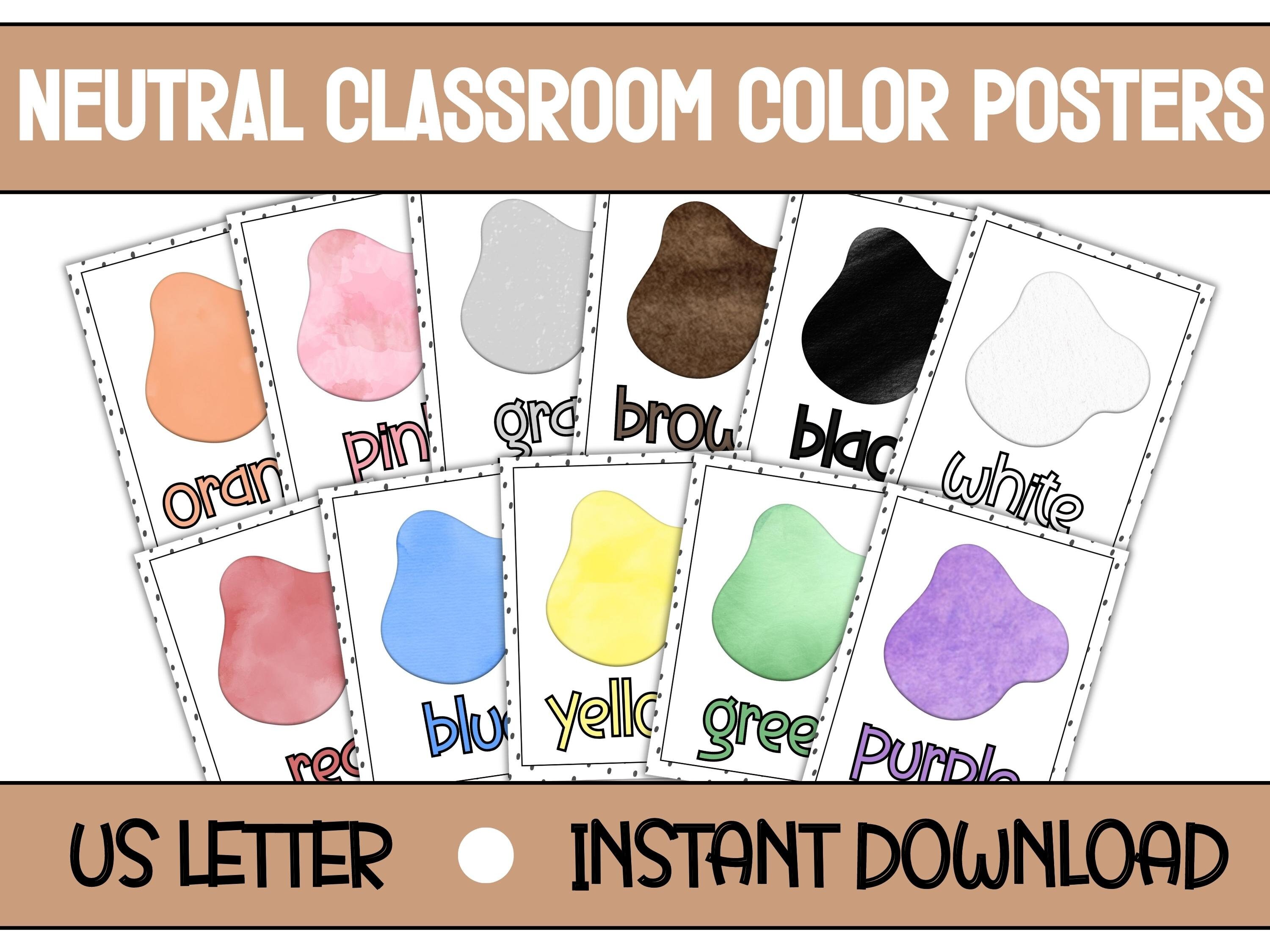 Printable Neutral Color Classroom Decor, Color Classroom Posters ...