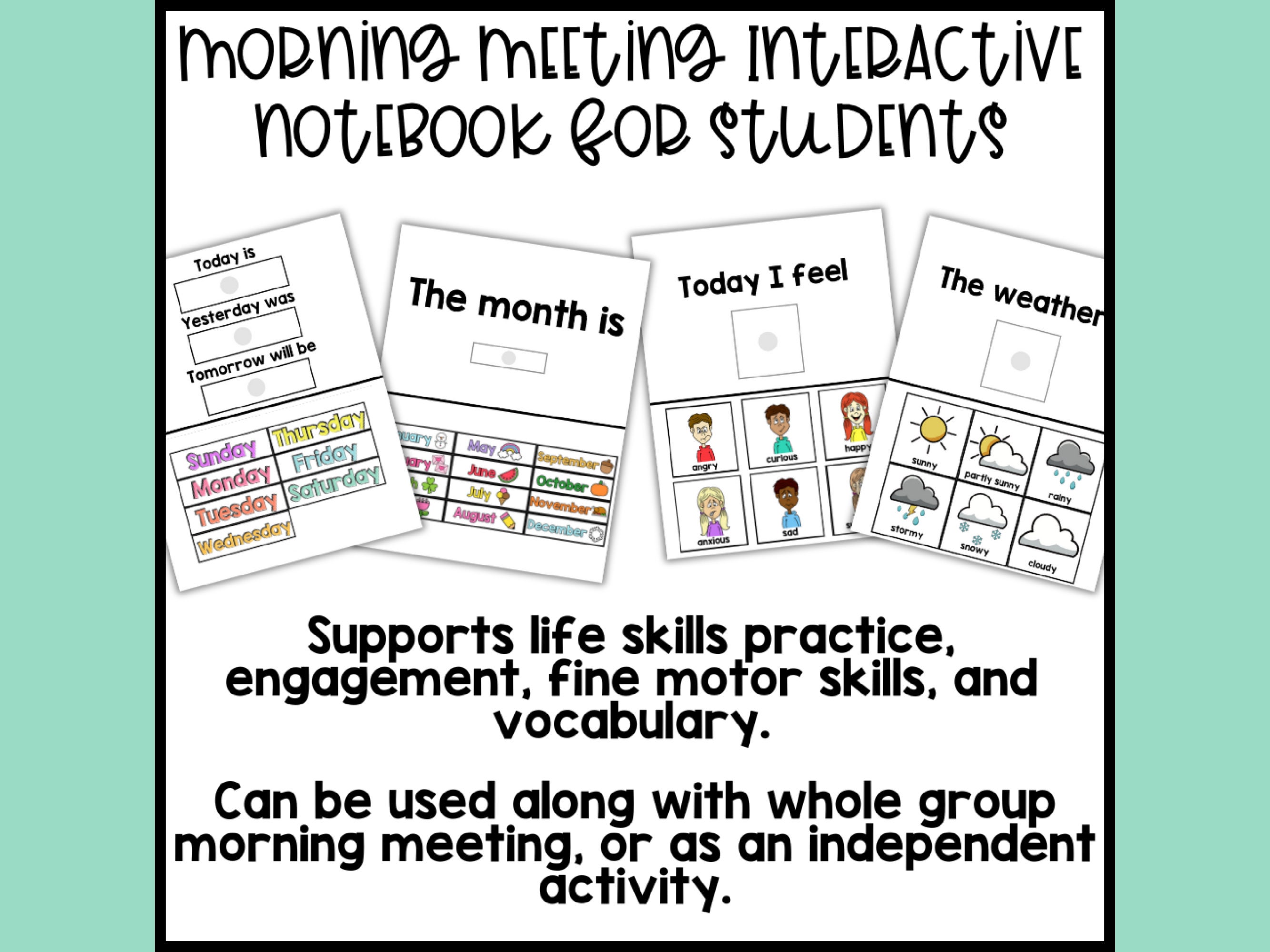 Morning Meeting Flip Calendar, Interactive Student Adapted Notebook ...