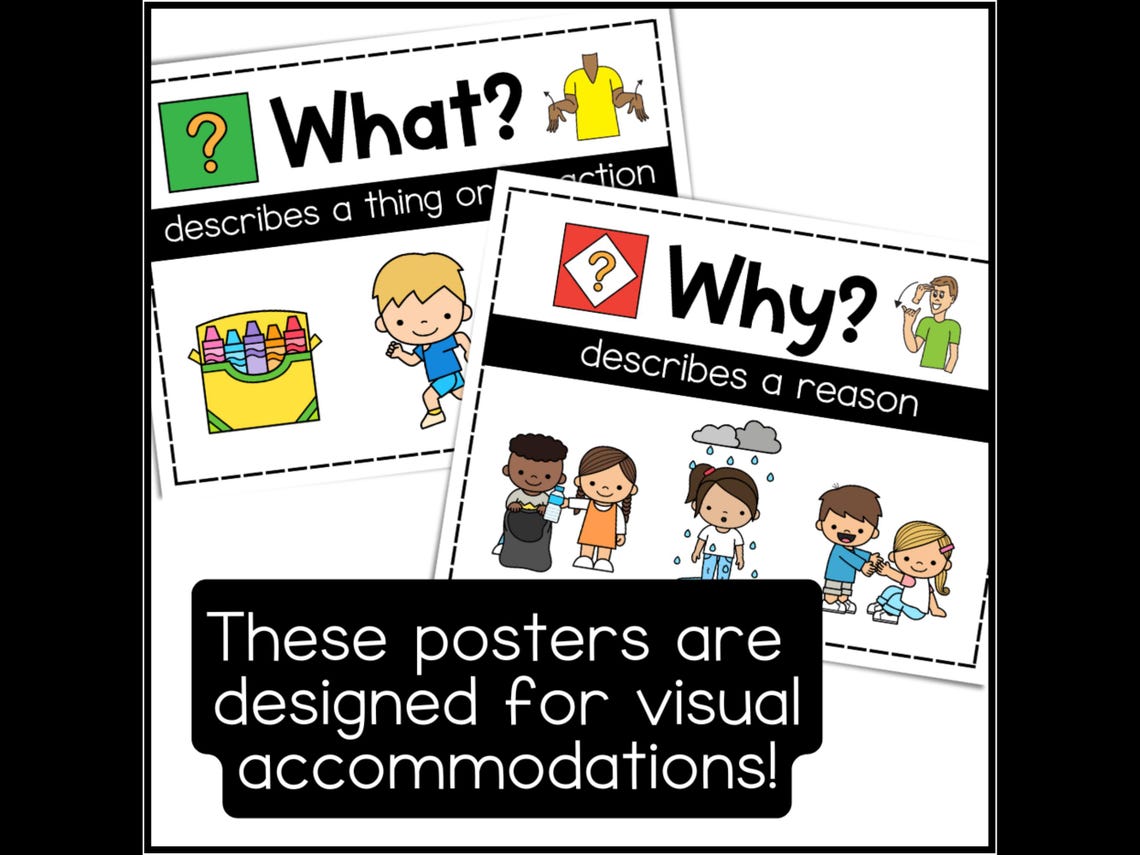 Wh- Question Posters, Comprehension Visual Supports, Special Education ...