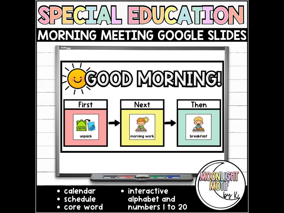 Special Education Morning Meeting Slides, Digital Visual Schedule, Core ...