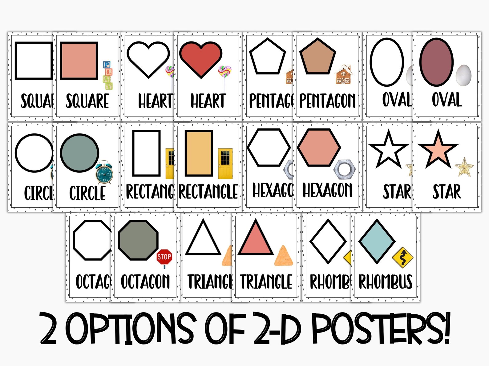Printable Neutral Classroom Decor, 2-D and 3-D Shapes Classroom Posters ...
