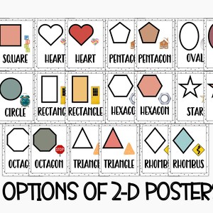 Printable Neutral Classroom Decor, 2-D and 3-D Shapes Classroom Posters ...