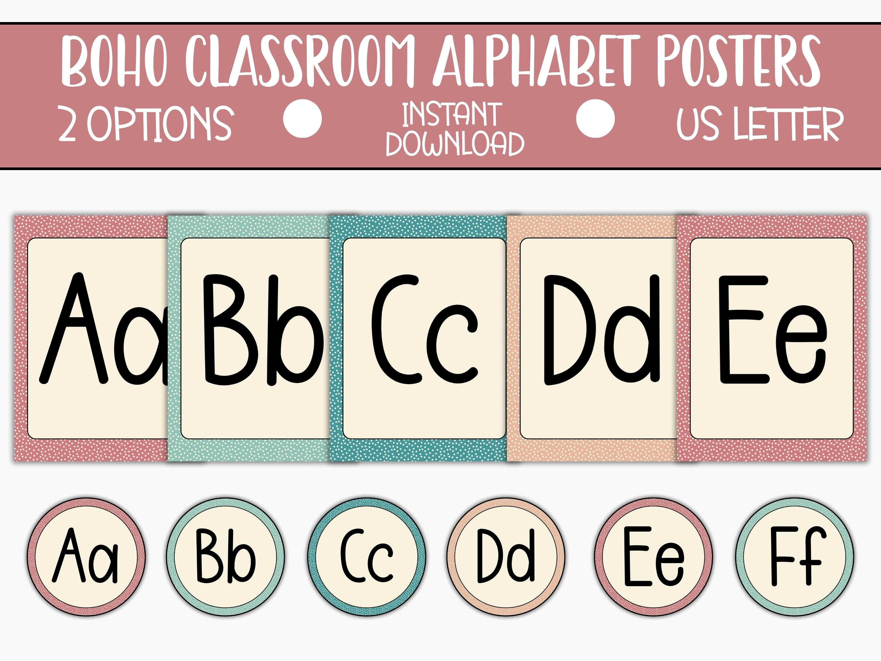 Printable Boho Classroom Decor, Neutral Alphabet Classroom Posters ...