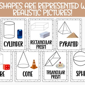 Printable Neutral Classroom Decor, 2-D and 3-D Shapes Classroom Posters ...