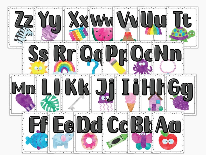 Printable Neutral Classroom Decor, Watercolor Alphabet Classroom ...