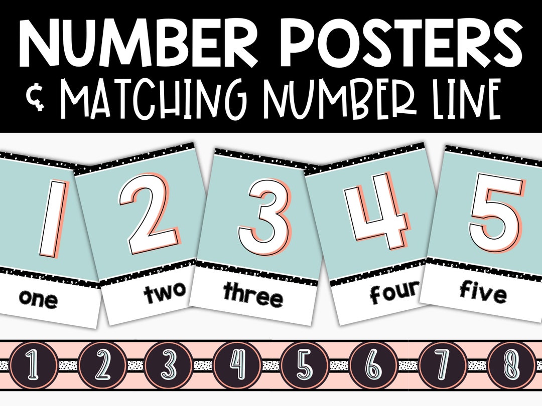 Printable Classroom Decor, Retro Number Posters, Number Line, Teacher ...