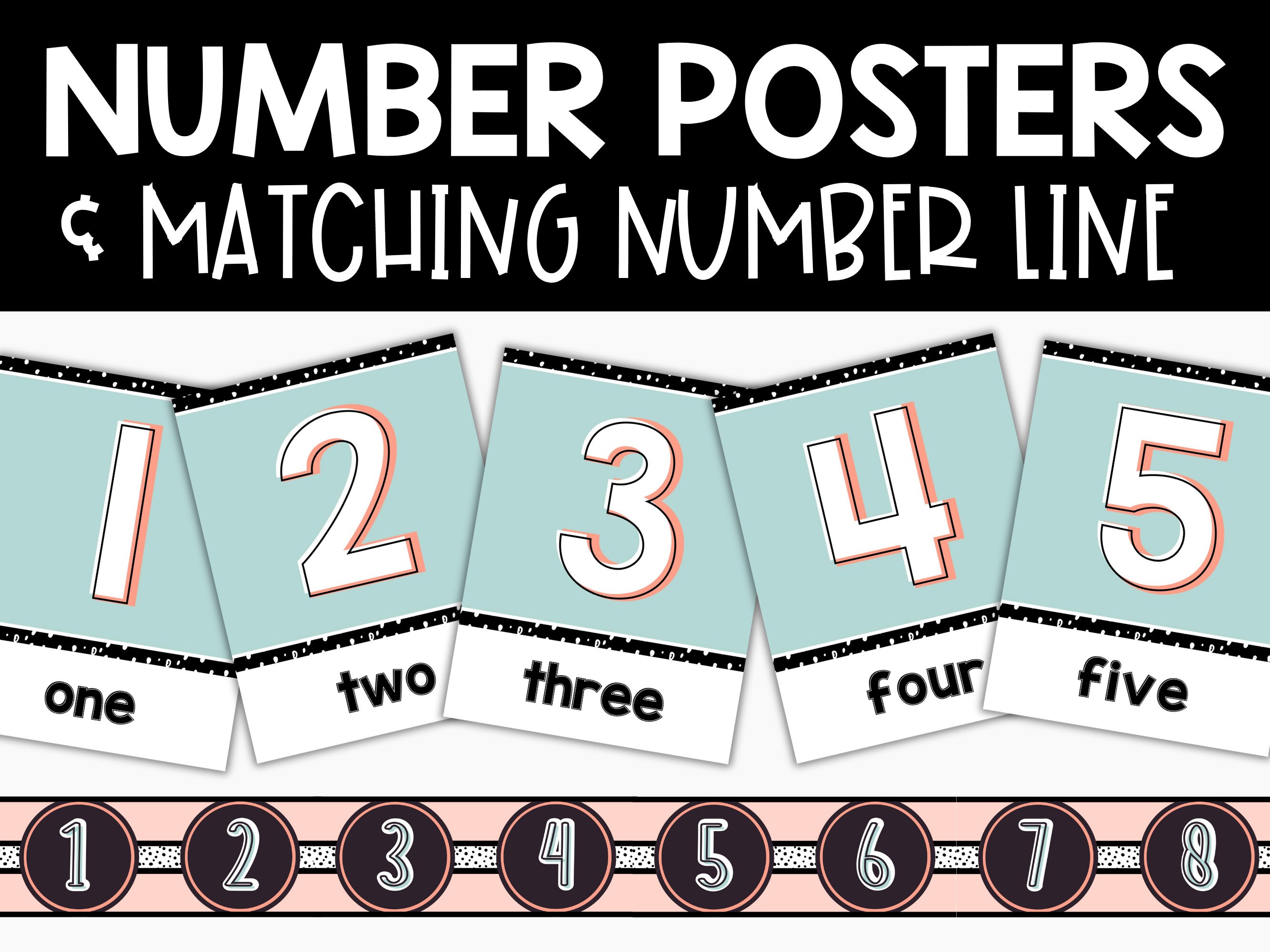 Printable Classroom Decor, Retro Number Posters, Number Line, Teacher ...