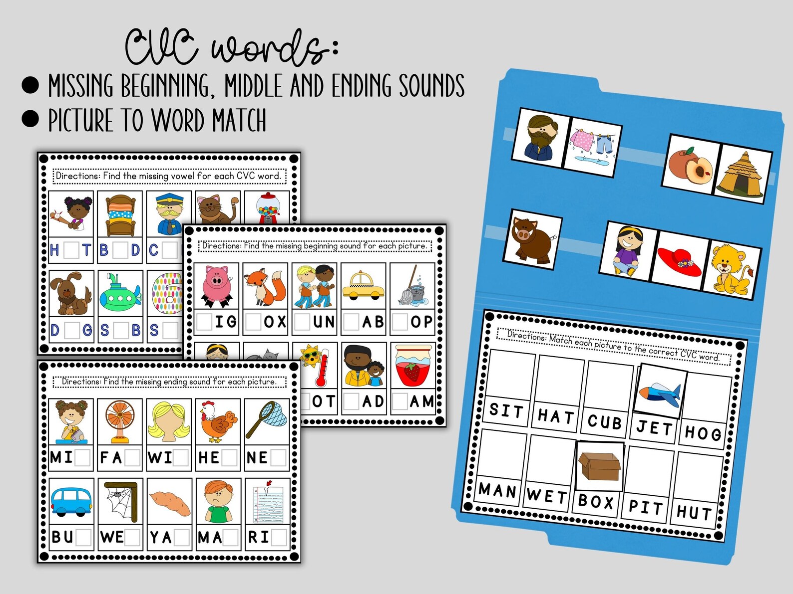 Basic Skills File Folder Games, Printable Kindergarten File Folder ...