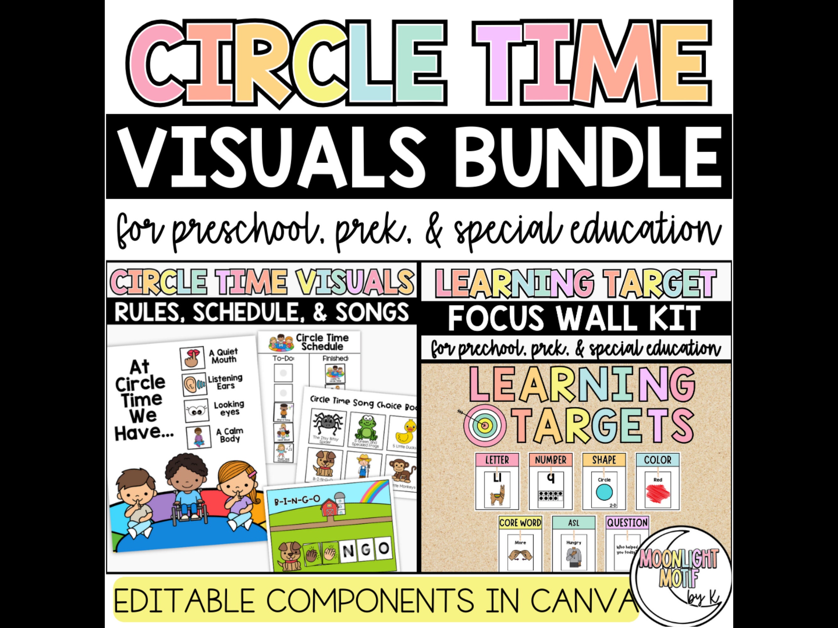 Circe Time Bundle, Visuals for Prek, Preschool Morning Meeting, Circle ...