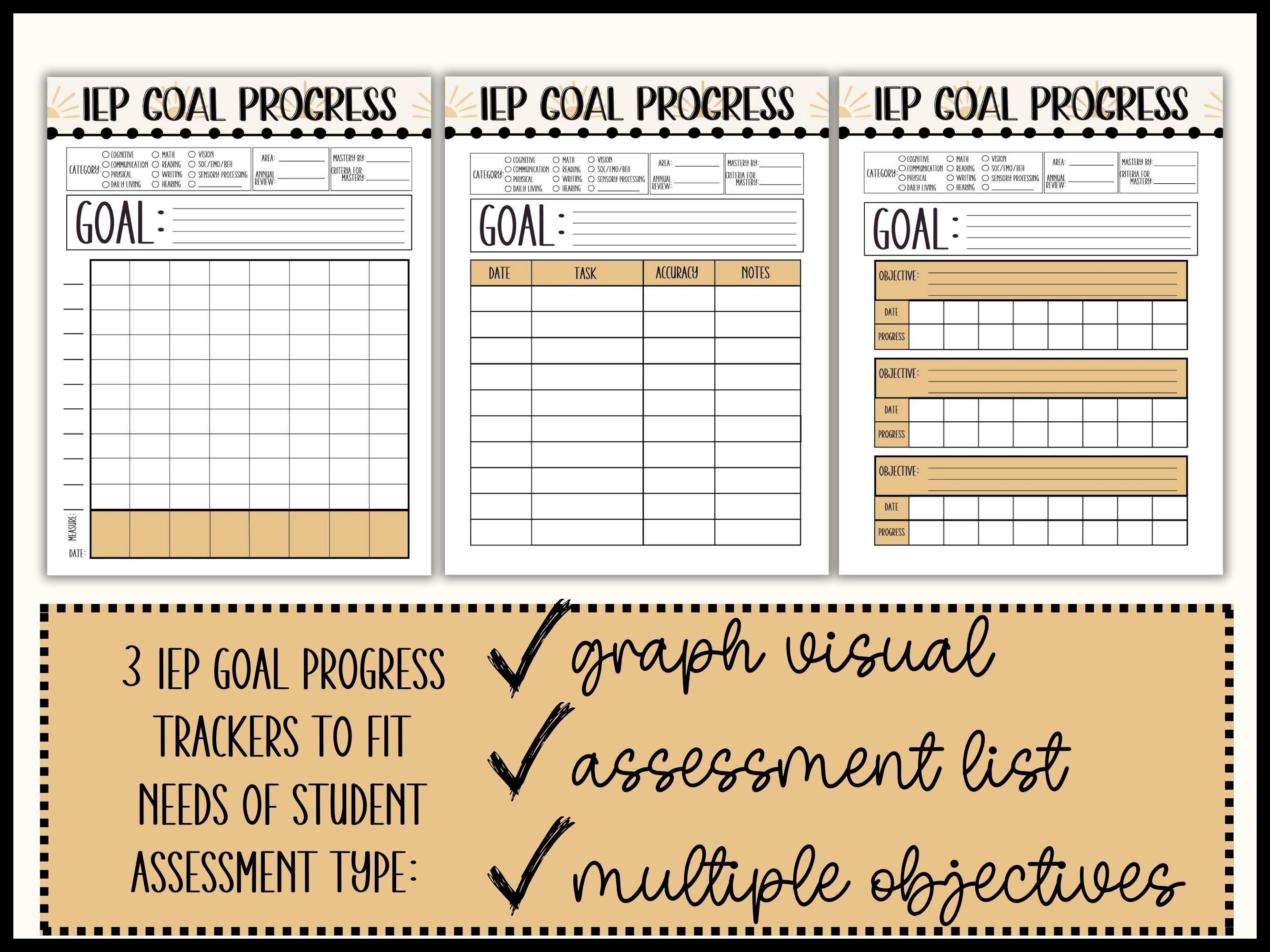 IEP Goal Progress Monitoring, Editable Iep Goal Tracking Templates ...
