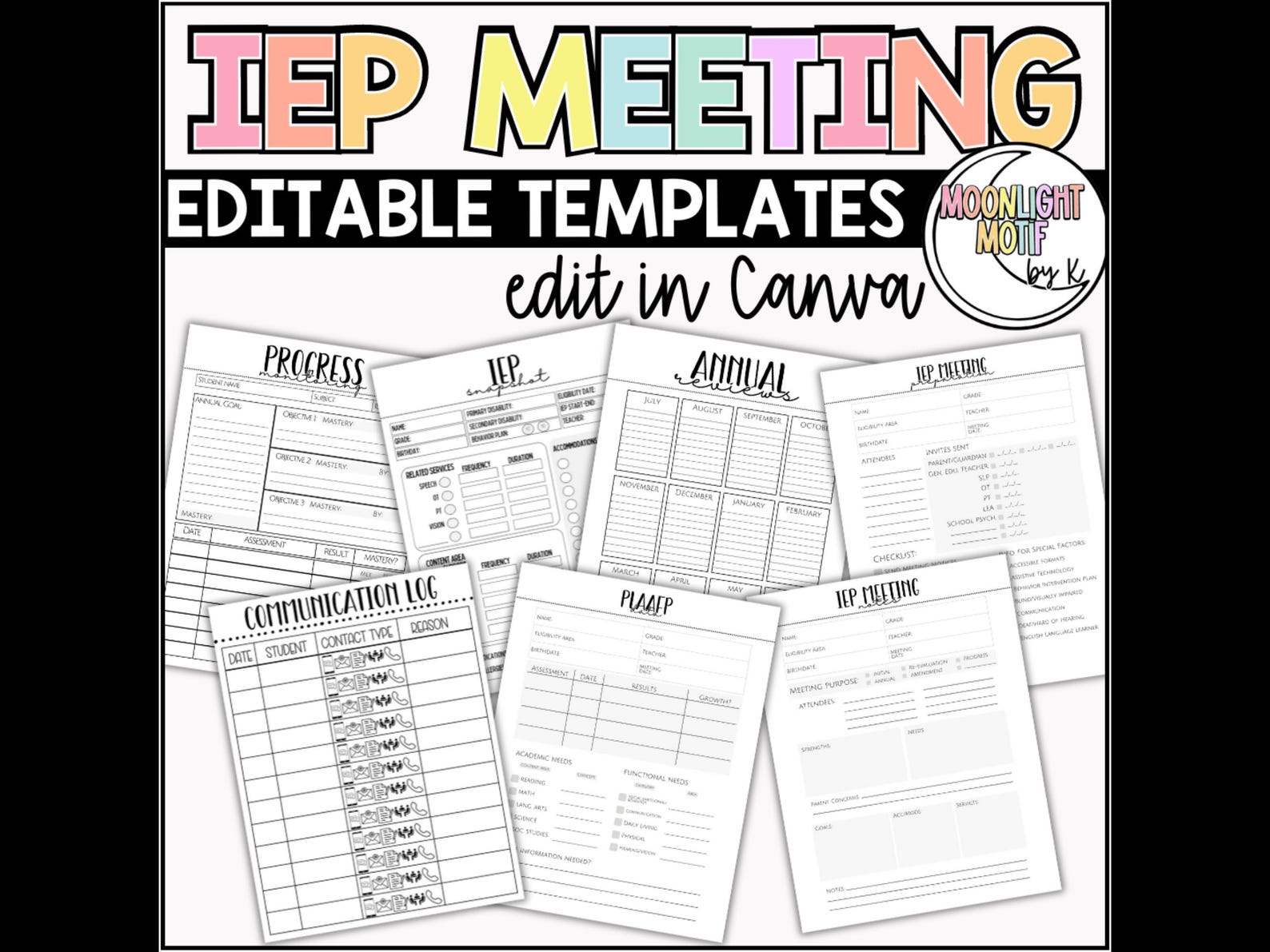 Editable IEP Meeting Planner Templates, Canva Templates, Printable ...