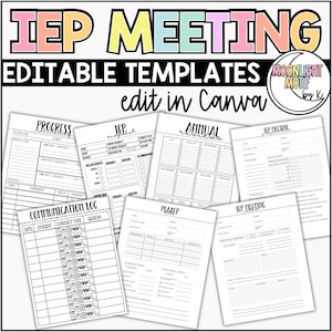 Editable IEP Meeting Planner Templates, Canva Templates, Printable ...