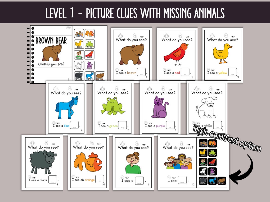 Printable Adapted Brown Bear Book, Special Education, Visually Impaired ...