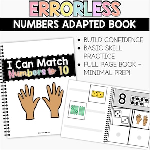 ERRORLESS Number Quantity Matching Adapted Book, Activities for Special ...