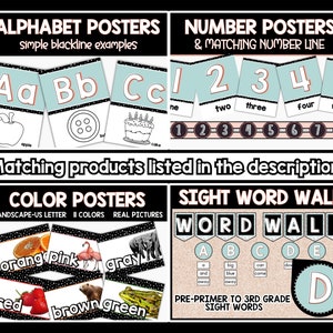 Printable Classroom Decor, Retro Alphabet Posters, Simple Examples ...