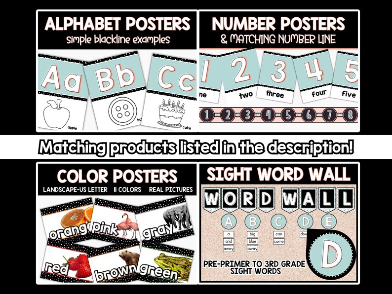 Printable Classroom Decor Retro Alphabet Posters Simple - Etsy