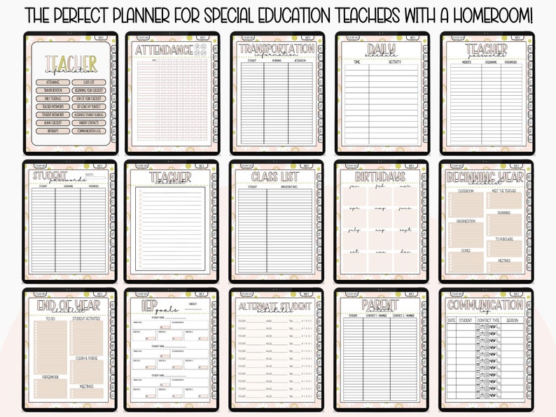 Digital SELF CONTAINED Rainbow Special Education Planner, Caseload and ...