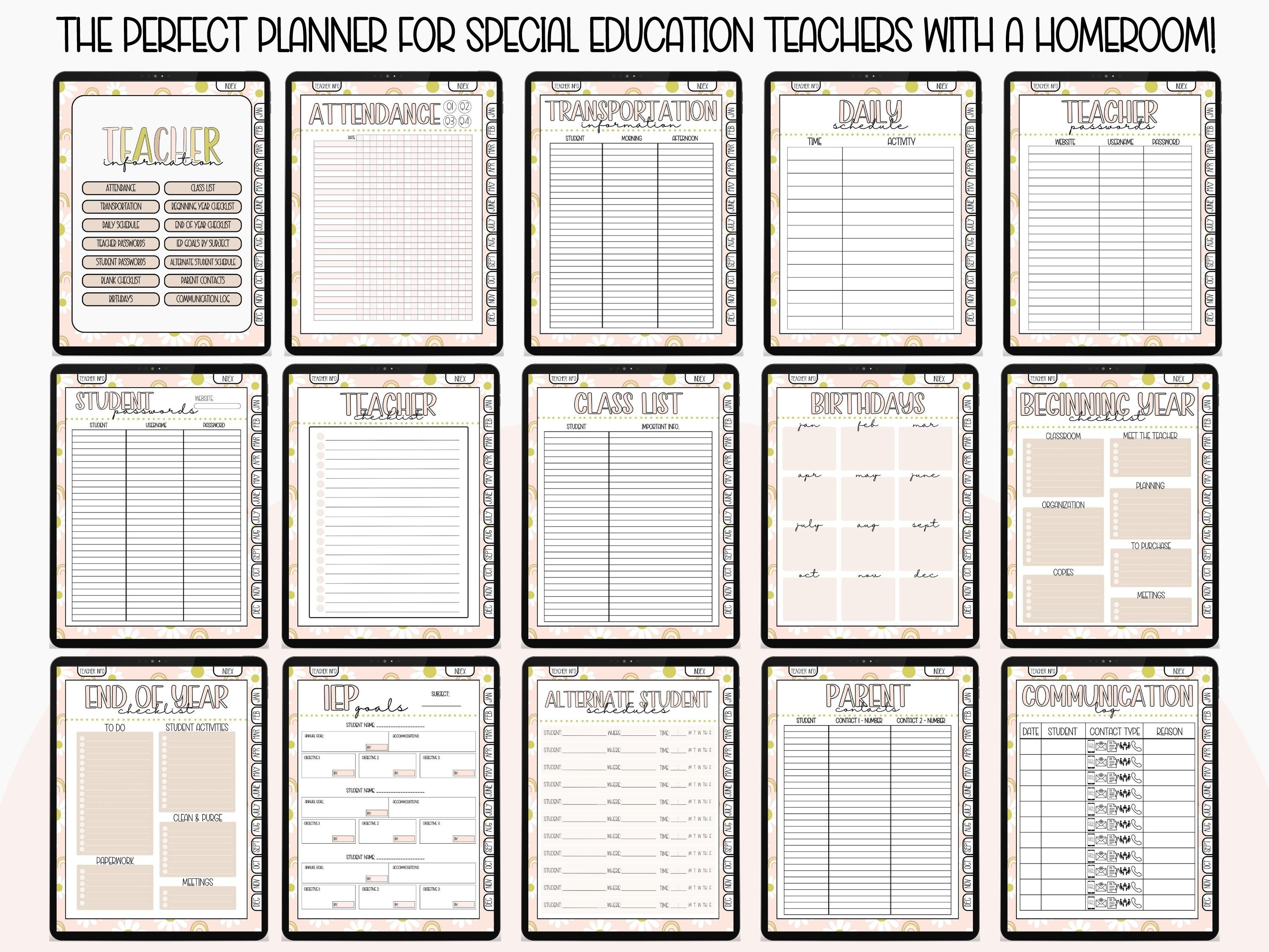 Digital SELF CONTAINED Rainbow Special Education Planner, Caseload and ...