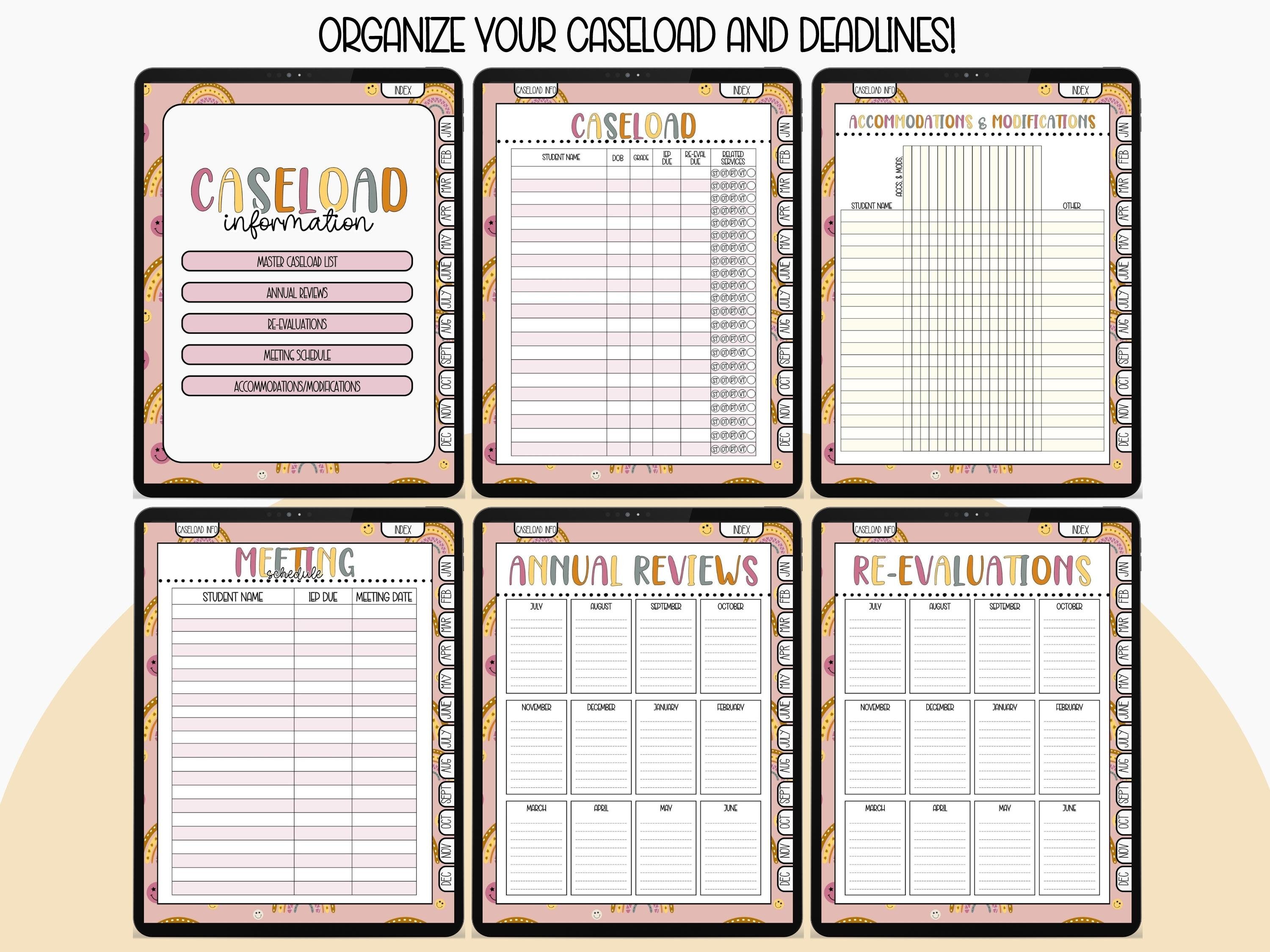 Digital SELF CONTAINED Rainbow Special Education Planner, Caseload and ...