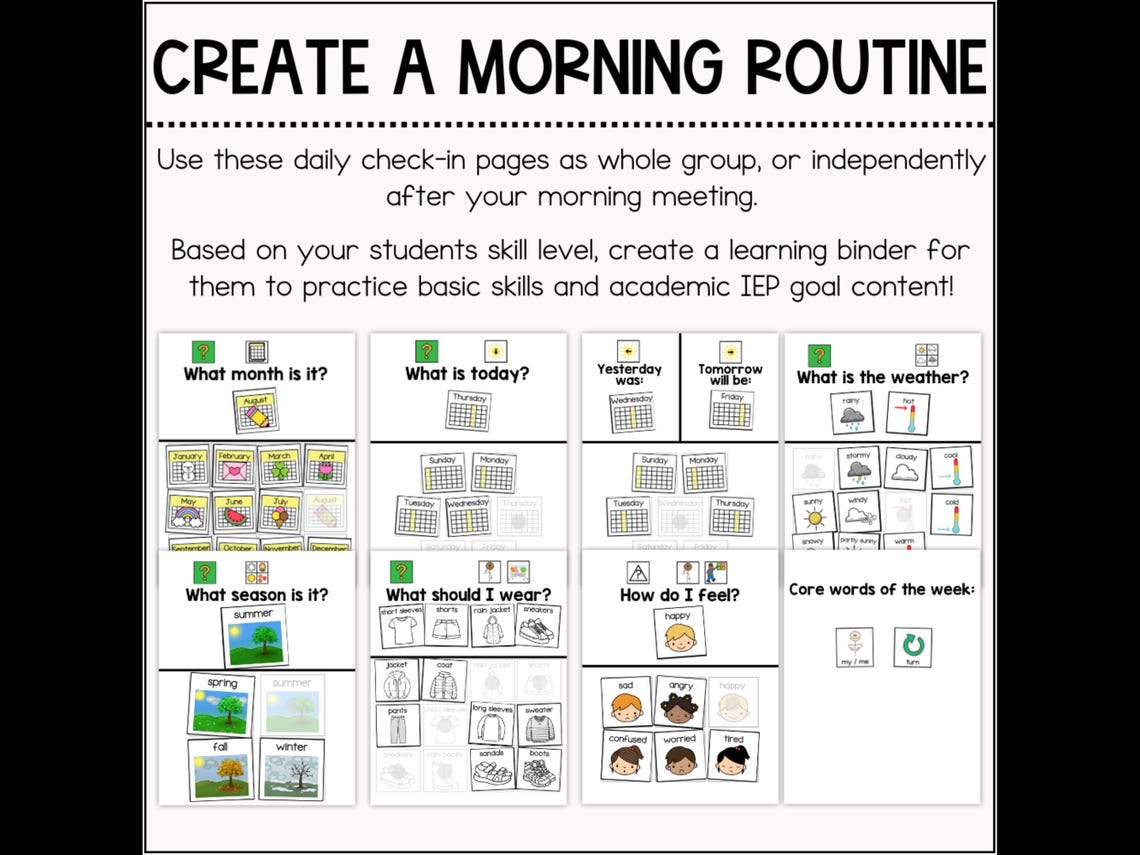 Morning Warm-up Binder, Morning Meeting Binder, Special Education ...