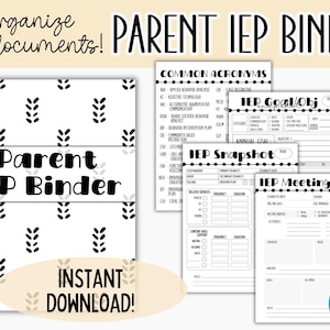 Editable Parent IEP Binder, Printable IEP Meeting Tracker, Editable ...