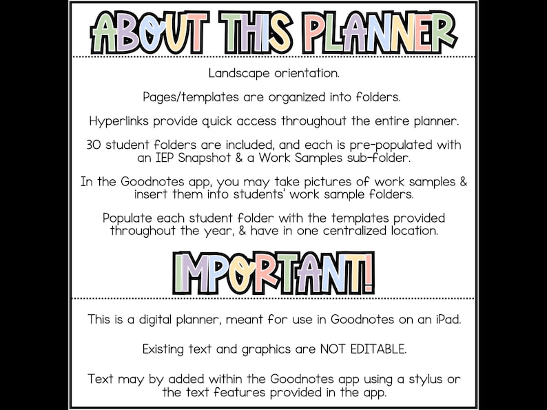Special Education Digital Planner, Goodnotes™ Planner for SPED Teachers ...