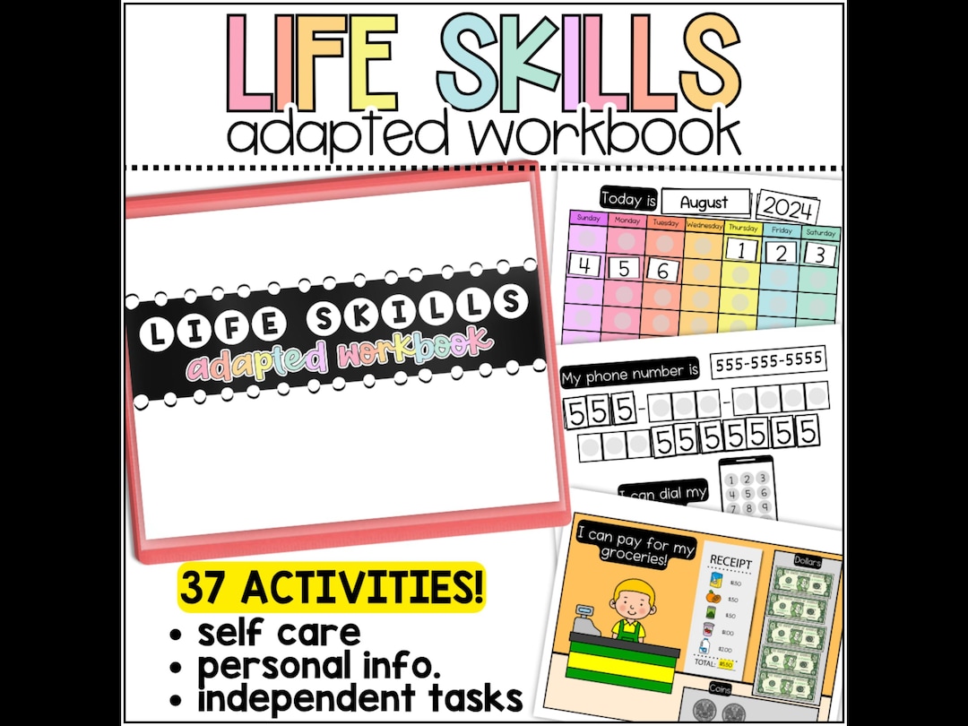 Printable Life Skills Adapted Binder, Daily Living Skills Practice ...