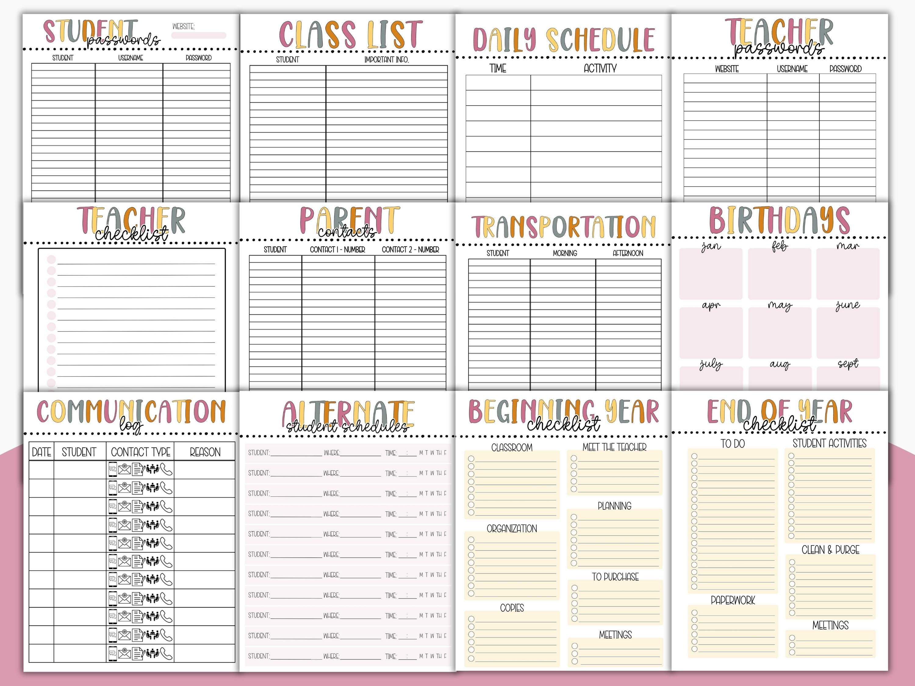 Self Contained Special Education Planner, Editable Rainbow Teacher ...