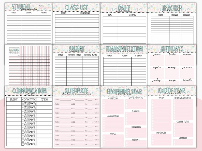 Self Contained Special Education Planner, Editable Terrazzo Teacher ...