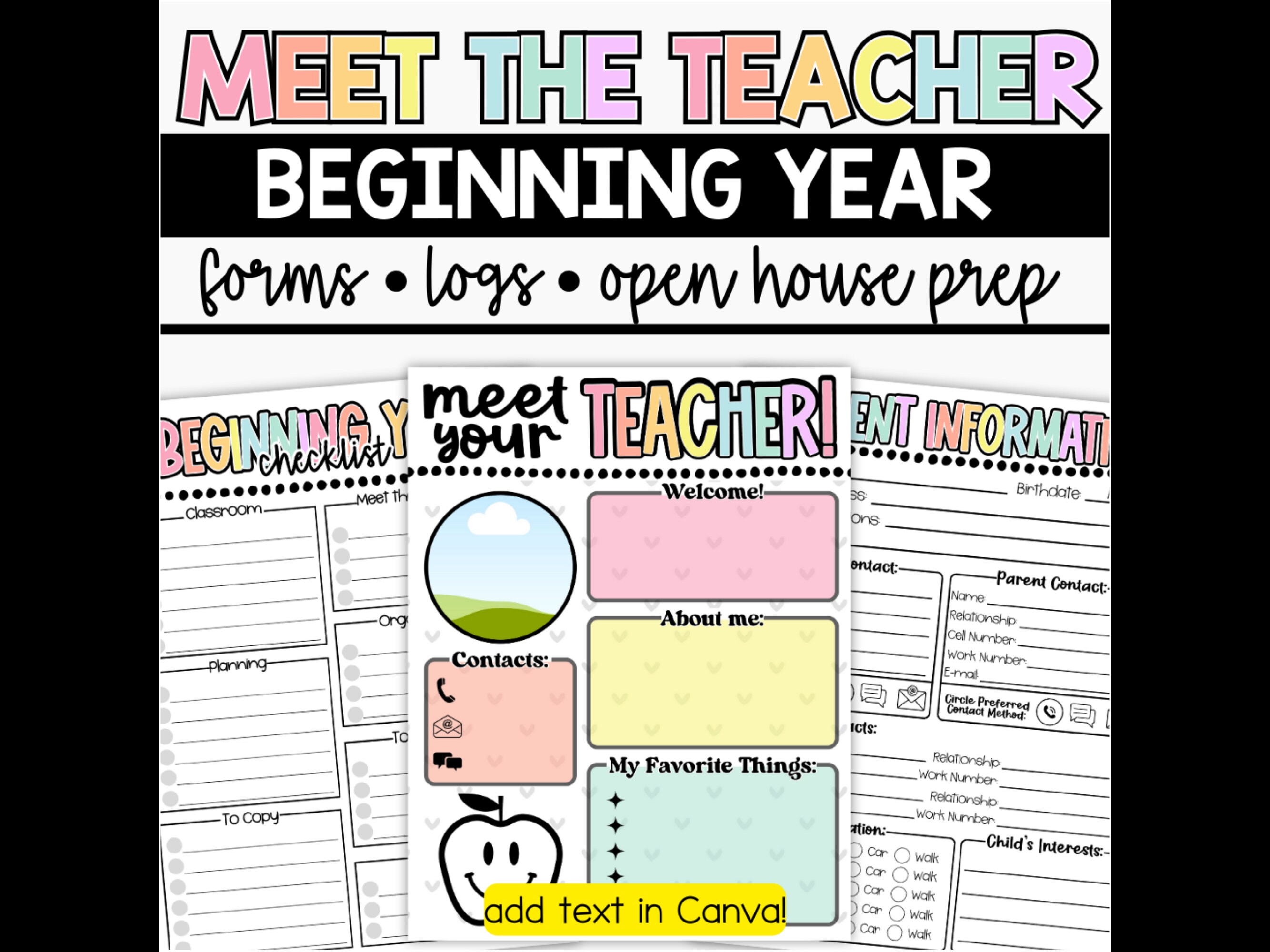 Editable Meet the Teacher Templates, Back to School Teacher Prep, Open ...