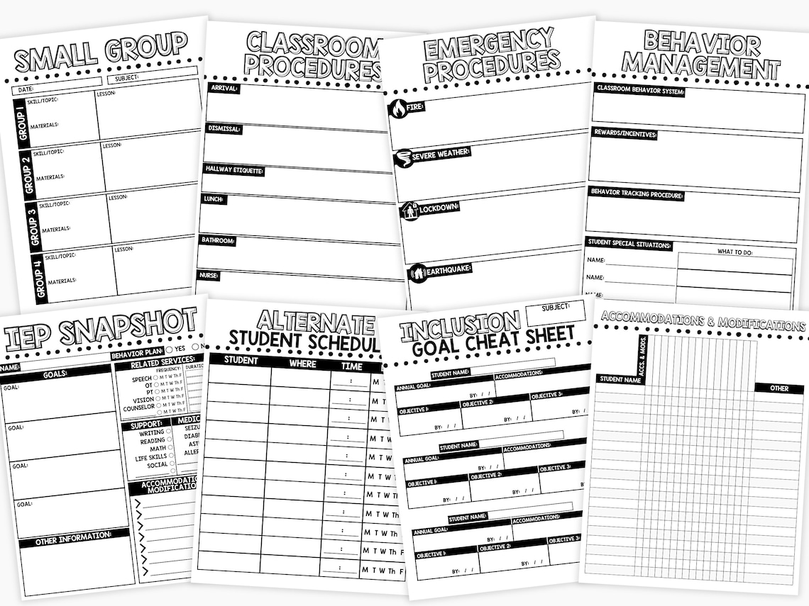 Editable Special Education Sub Binder, Printable SPED Maternity Leave ...