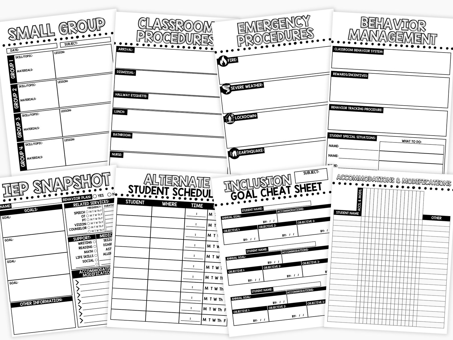 Editable Special Education Sub Binder, Printable SPED Maternity Leave ...