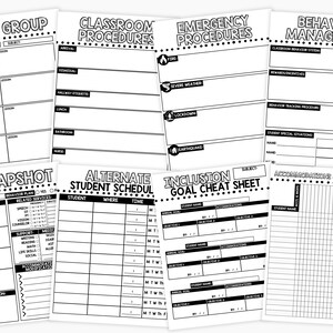 Editable Special Education Sub Binder, Printable SPED Maternity Leave ...