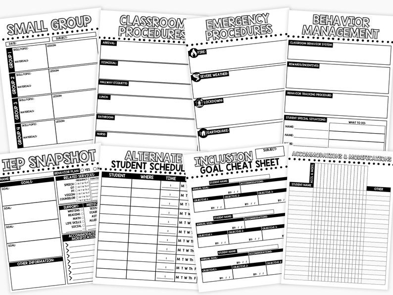 Editable Special Education Sub Binder, Printable SPED Maternity Leave ...