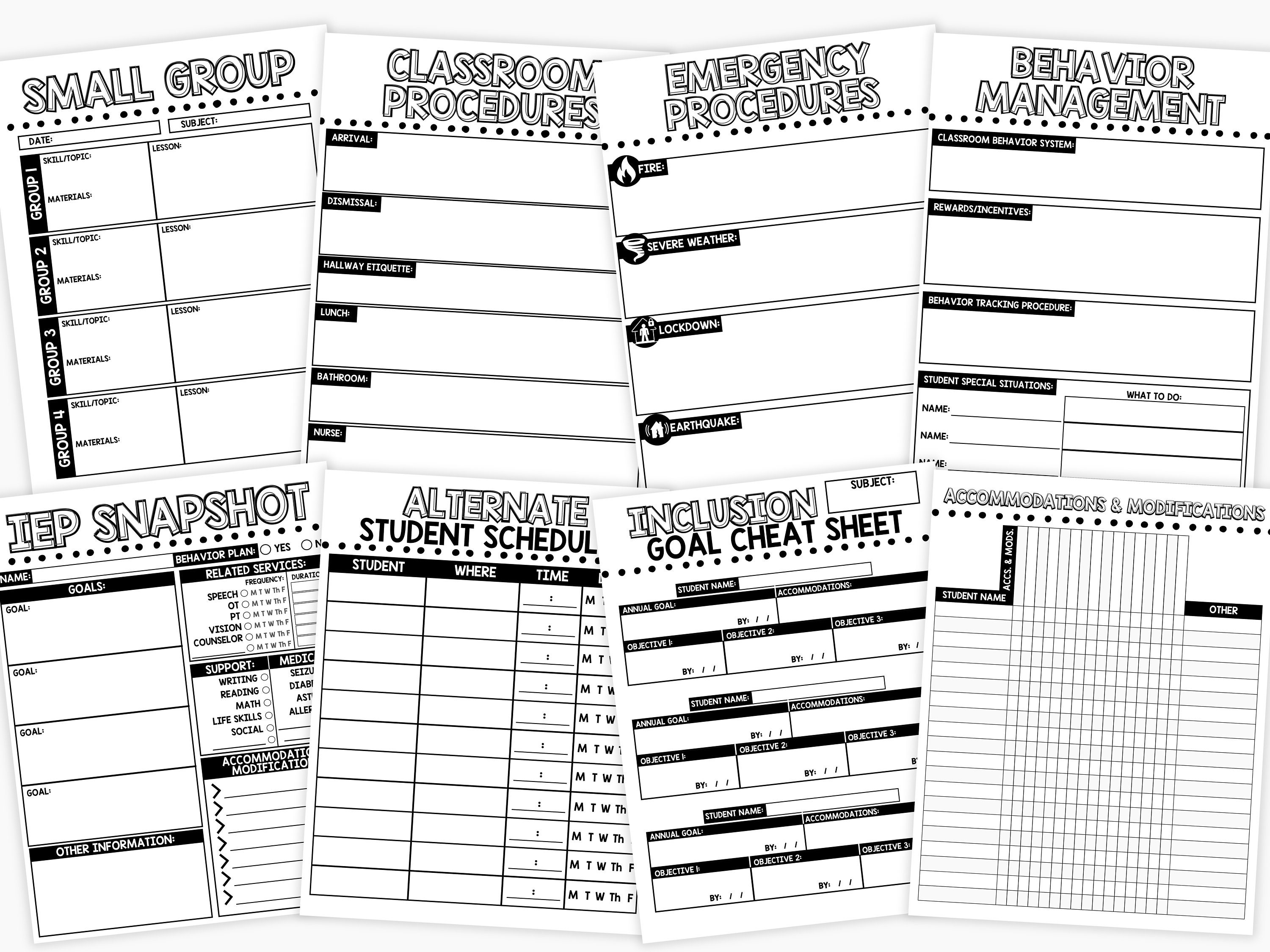 Editable Special Education Sub Binder, Printable SPED Maternity Leave ...