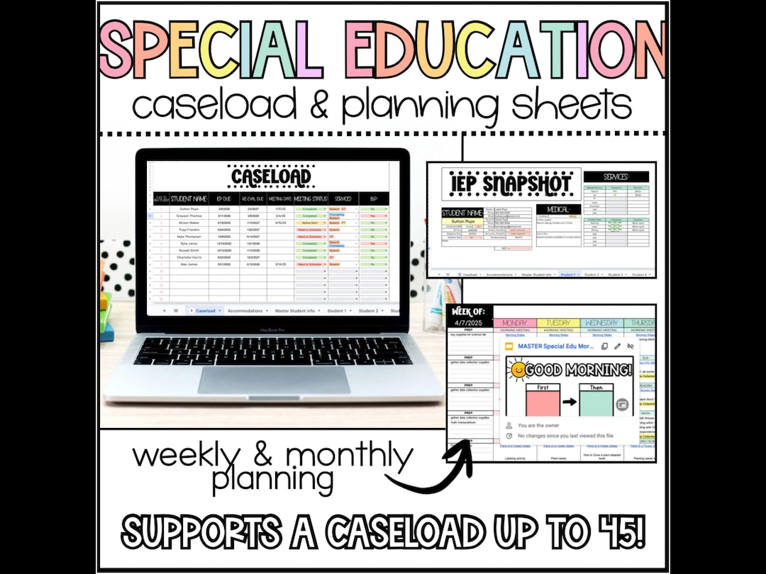 Special Education Planning and Caseload Organization Sheets, IEP ...