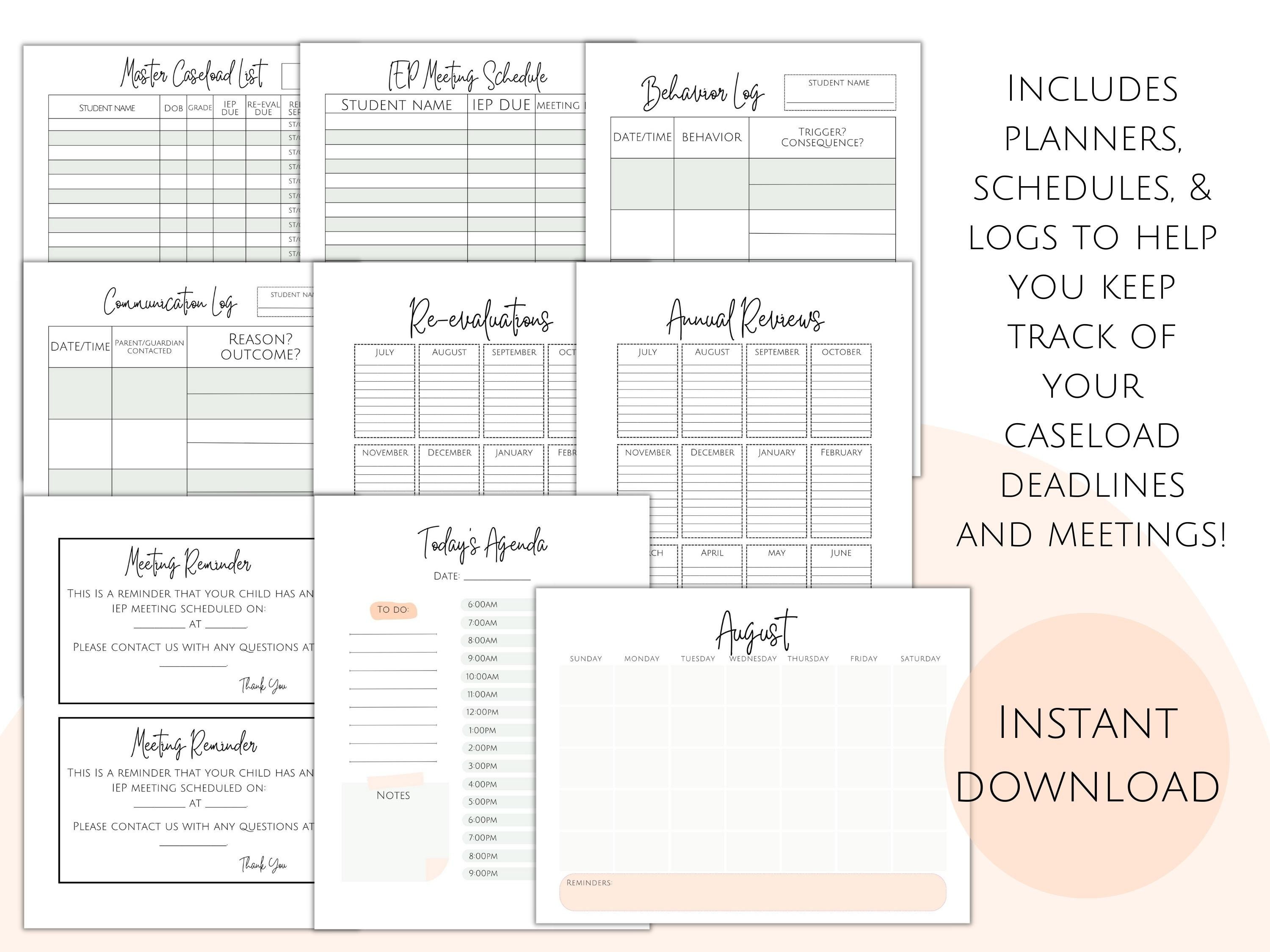 Editable Special Education Caseload Templates, Canva Templates ...