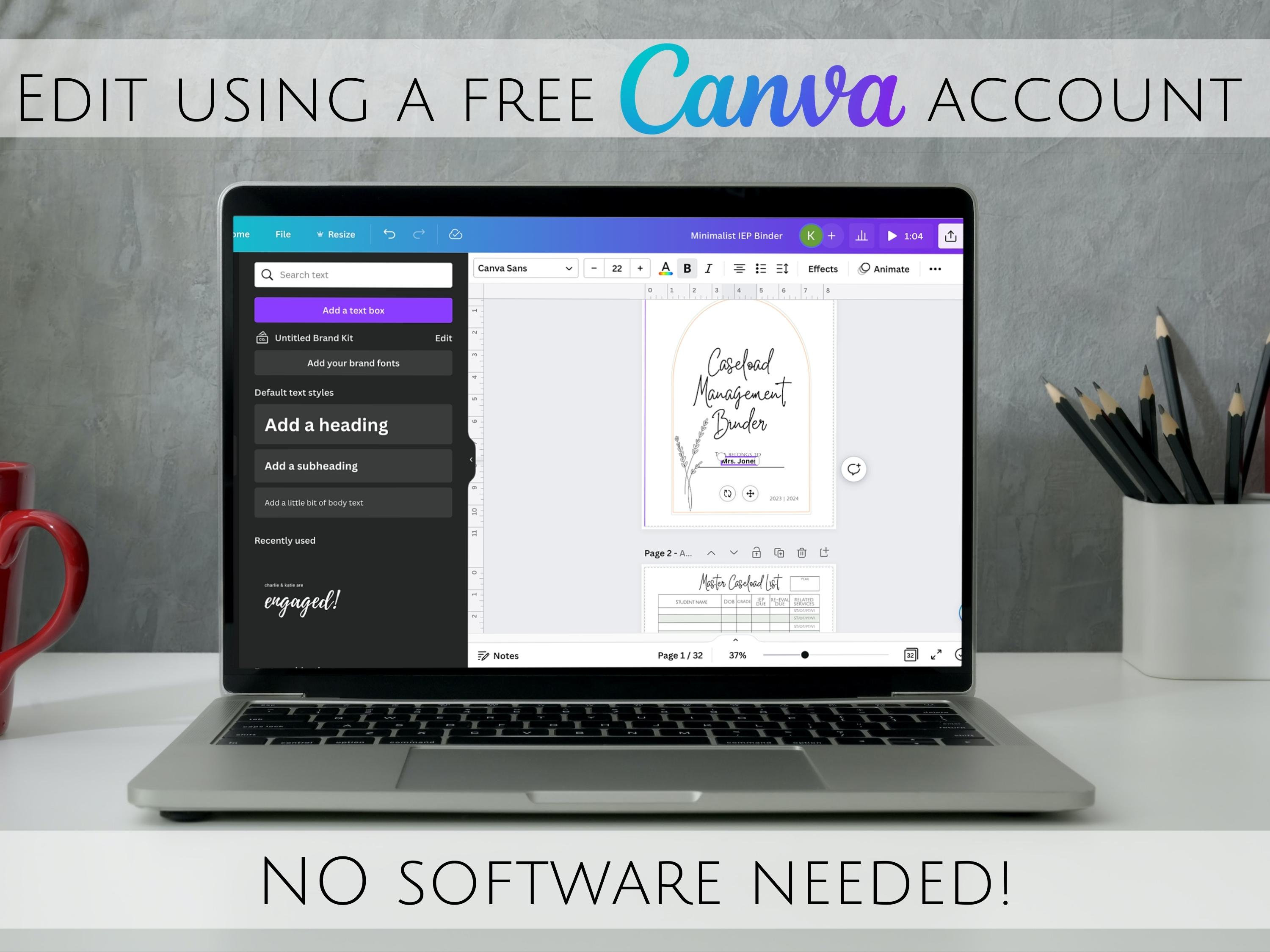 Editable Special Education Caseload Templates, Canva Templates ...