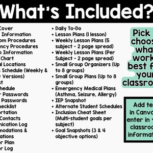 Editable Special Education Sub Binder, Printable SPED Maternity Leave ...